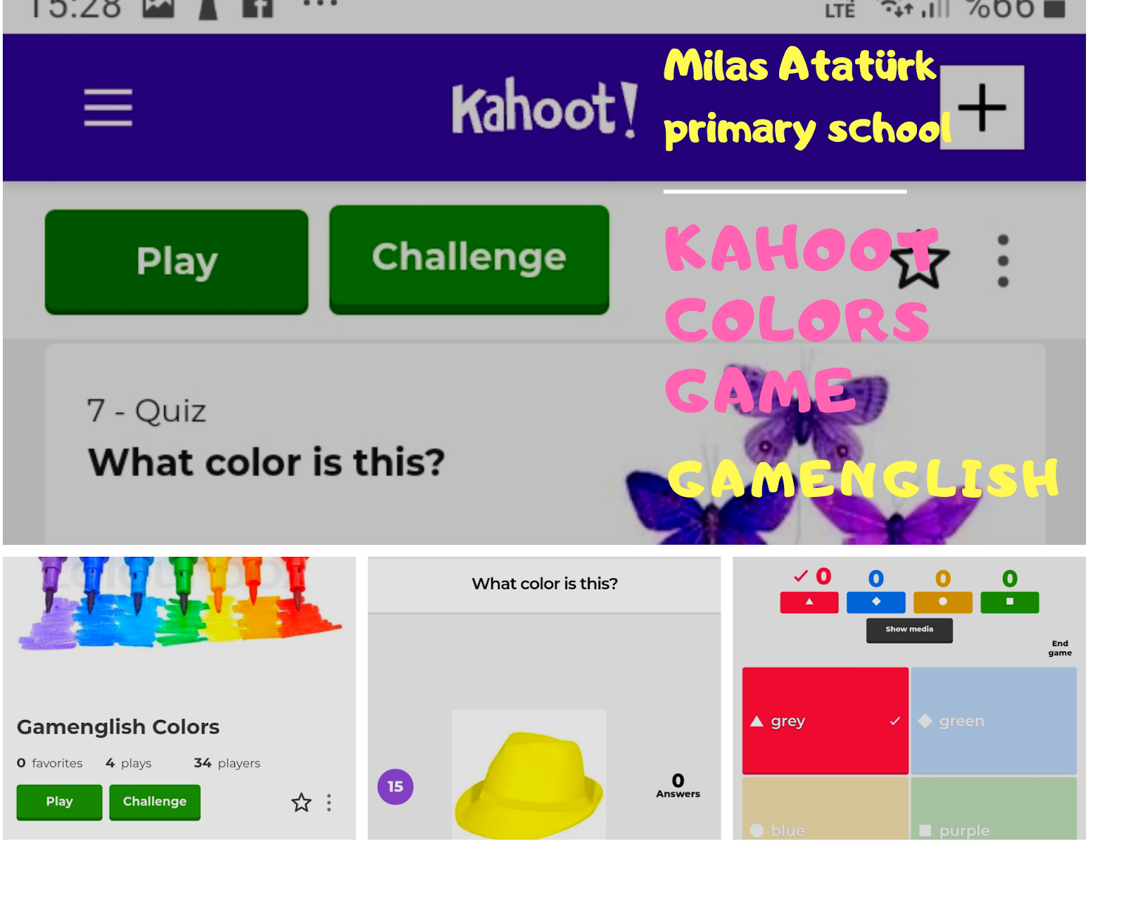 GAMENGLISH: February -KAHOOT COLORS Game-MİLAS ATATÜRK PRİMARY SCHOOL