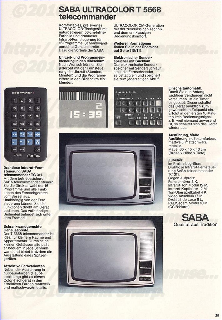 Obsolete Technology Tellye !: SABA ULTRACOLOR T5668 TELECOMMANDER Cm ...