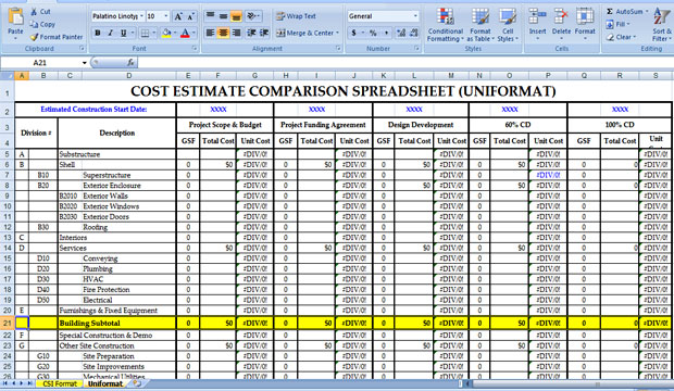 Construction Cost Estimating Sheet - Free Download - Construction & Engineering Arena