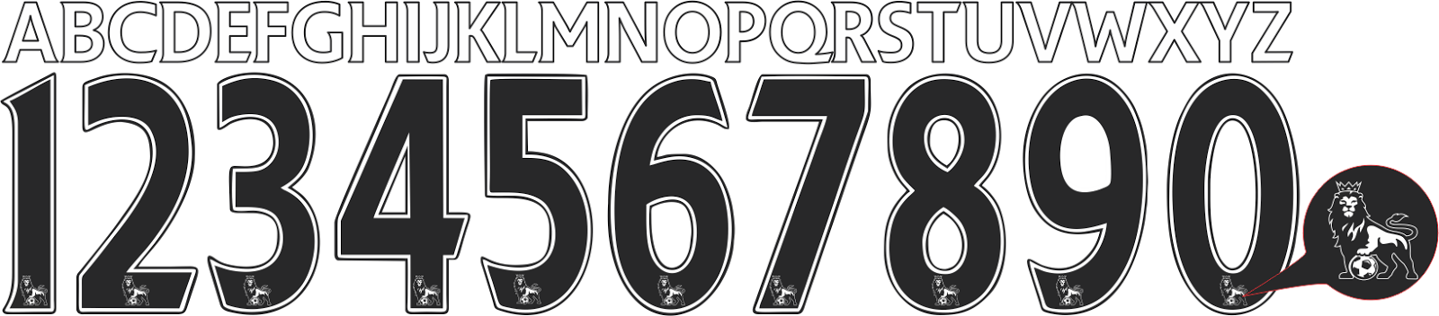 Old and New Football Font Jersey: Font BPL 2007