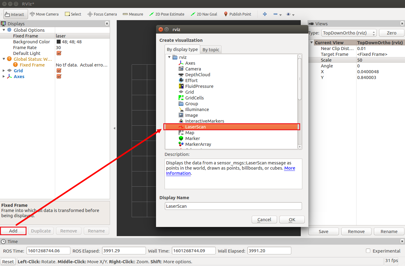 RobotStudio – ROS 機器人開發研究室: [ROS] 使用 RViz 繪製 LiDAR 掃描的數據