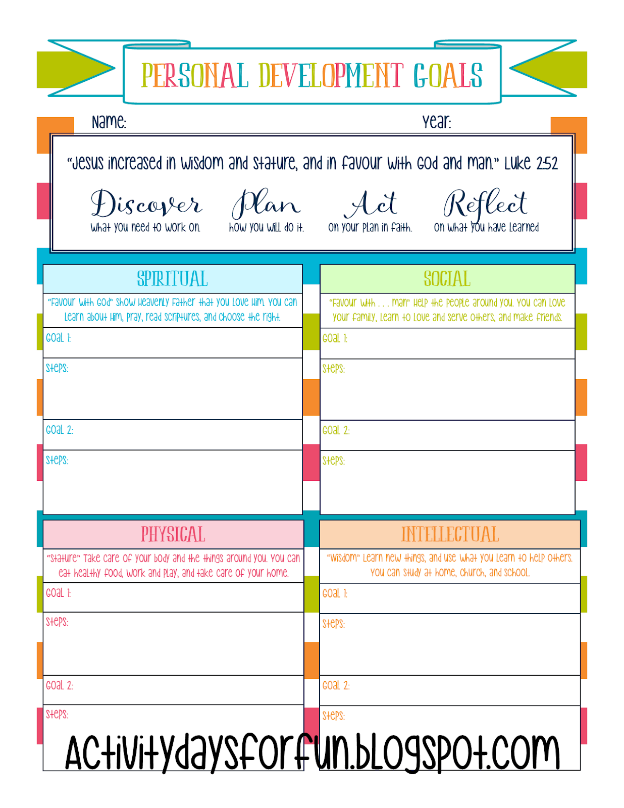 Primary Activity Ideas: Youth Activities and Goals Kit for 2020