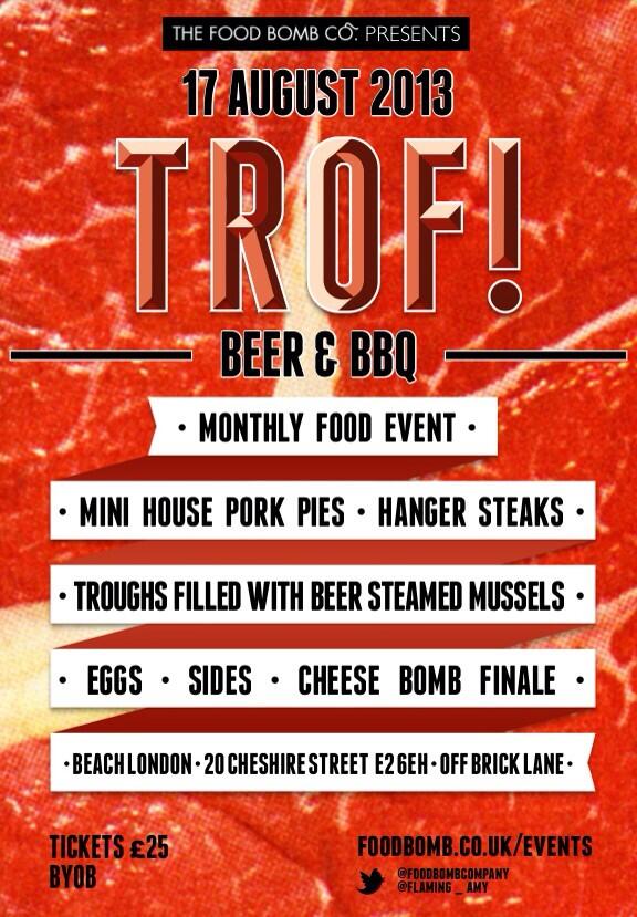 London Pop-ups: TROF! August Dinner at Beach London Gallery off Brick Lane