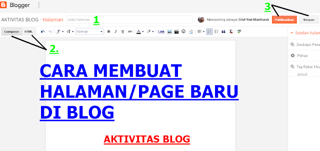 Cara Membuat Halaman/Page Baru di Blog (Blogging)