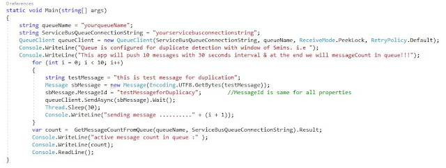 Cloud computing : Azure Service Bus Messages Duplicate Detection