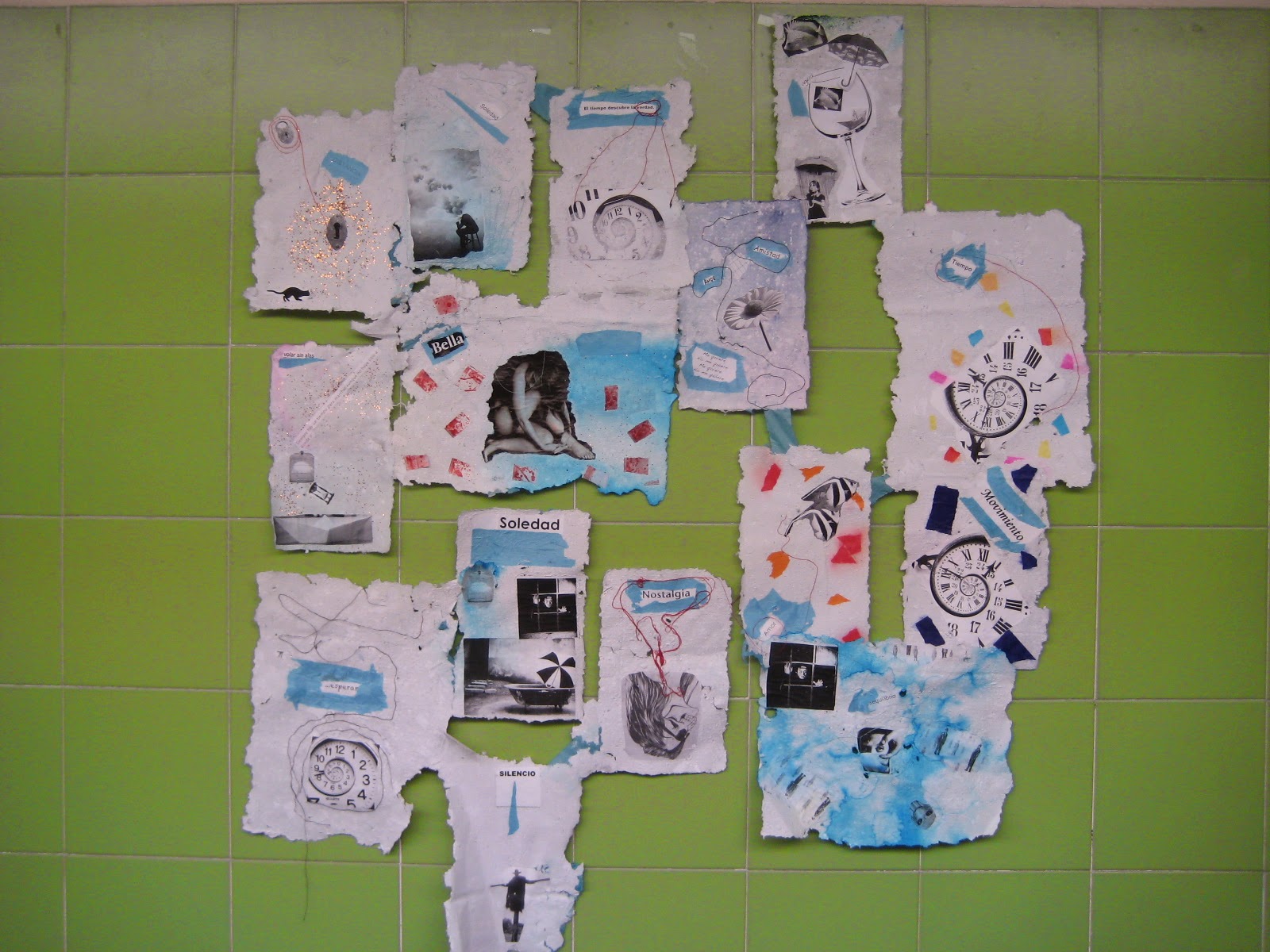 Azul turquesa bitácora de Teresa: Collages con papel artesano.