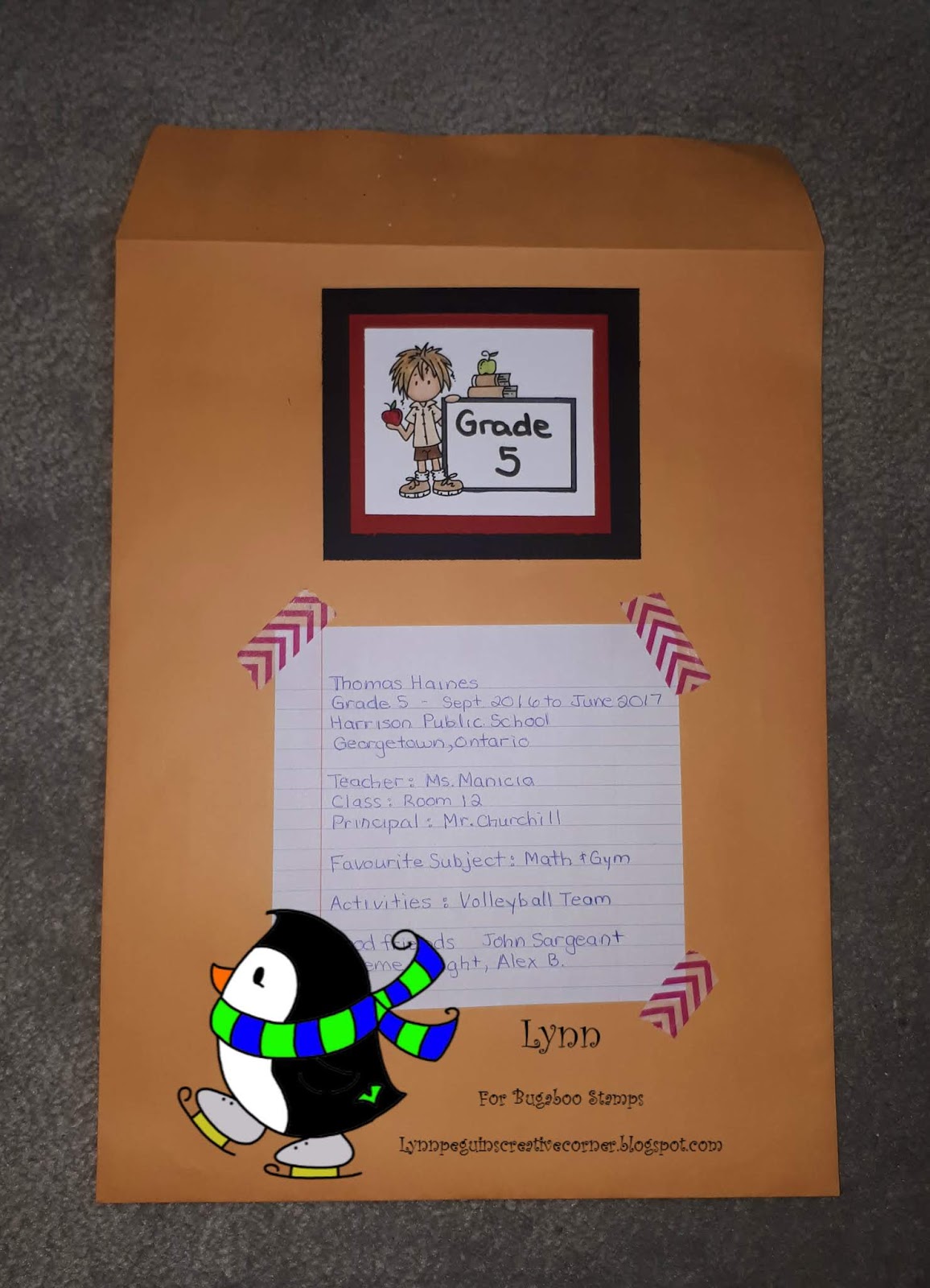 Lynnpenguin's Creative Corner: Schoolwork Envelope
