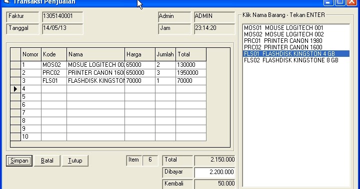 Gratis Aplikasi Penjualan Dengan VB 6.0 - Pintar VB | Tutorial Visual Basic