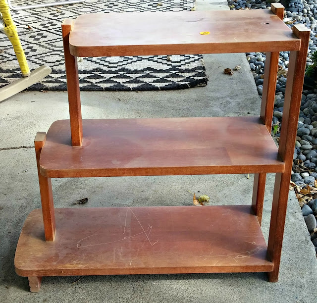 Before and After - 3-Tier End Table Makeover - Little Vintage Cottage