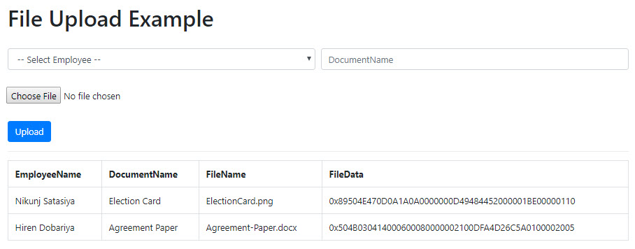 Upload And Save File In Database As Varbinary Data In Aspnet Codingvila