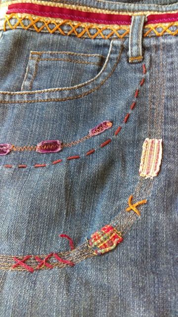 Going Grey and Slightly Green: Embroidered jeans