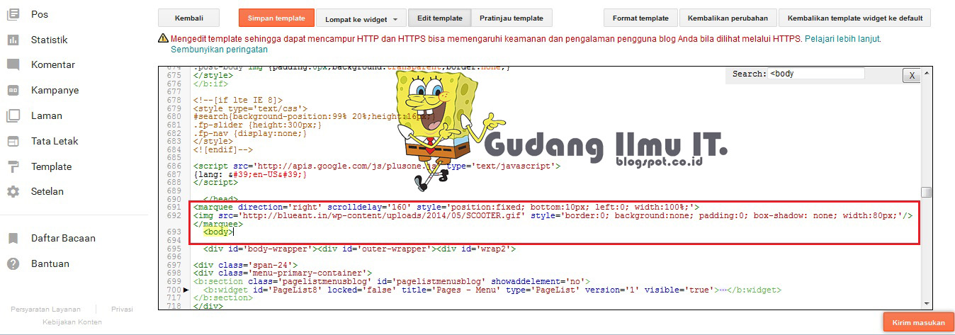 Cara membuat Animasi berjalan di Blog ~ Gudang Ilmu IT