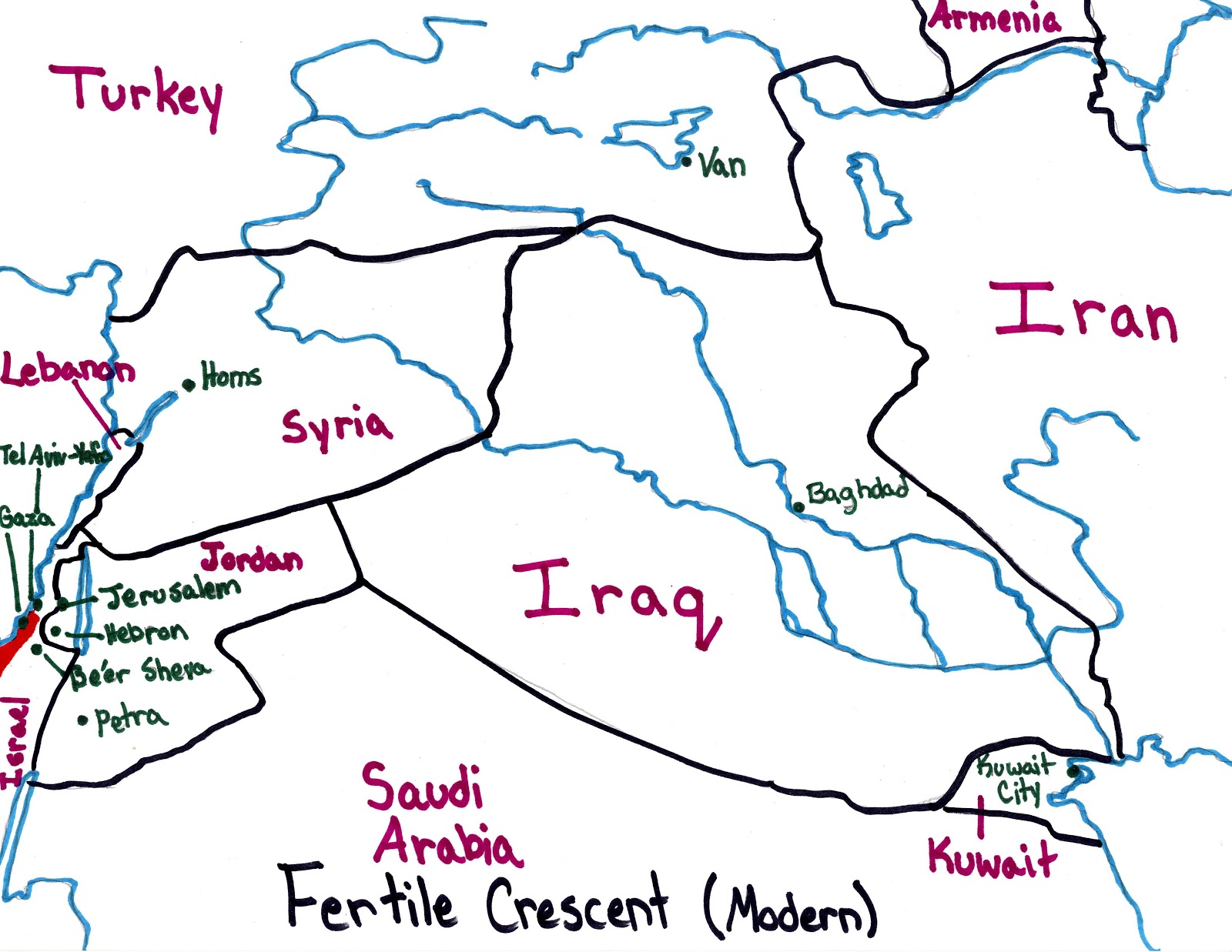 Fertile Crescent Map Labeled