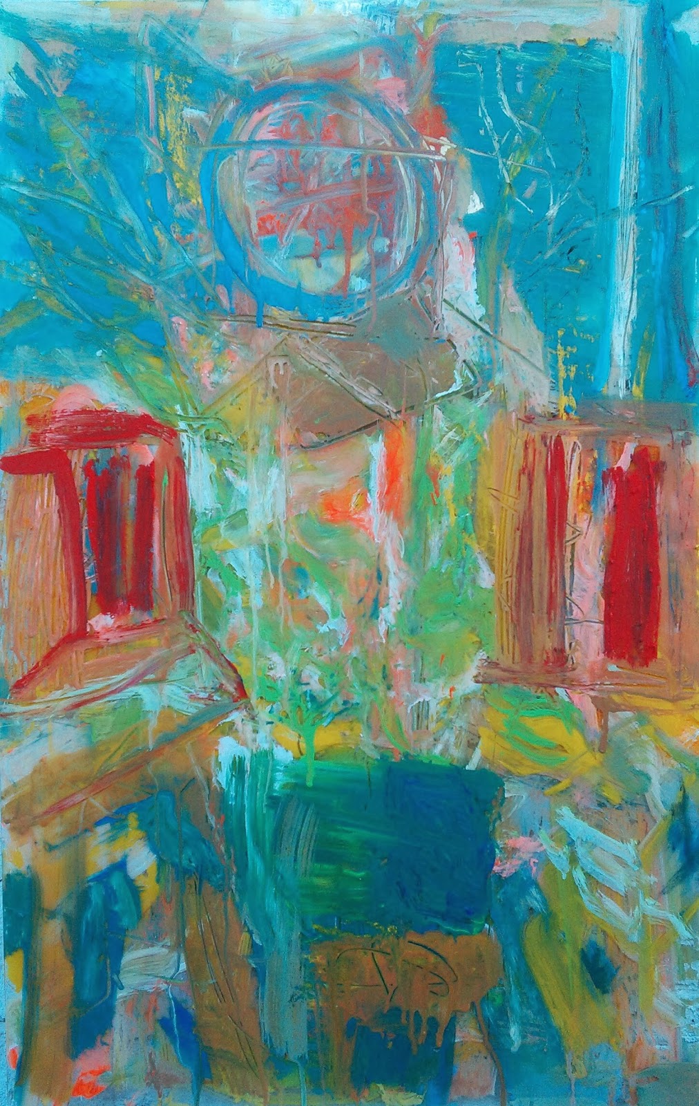 mark lovelace: painting on acetate and monoprint with hand colouring