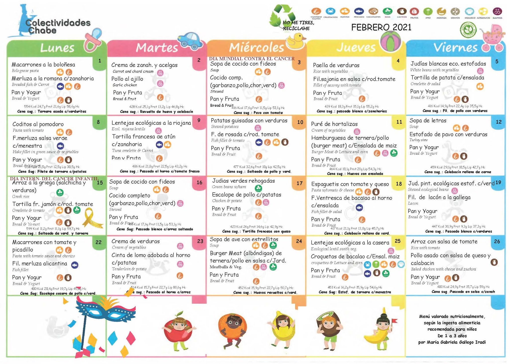 escuelainfantilmagosmadrid: MENÚS FEBRERO 2021