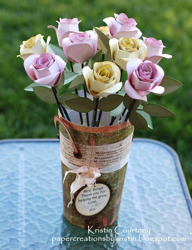 Paper Creations by Kristin: 3D Paper Roses in Flower Pail