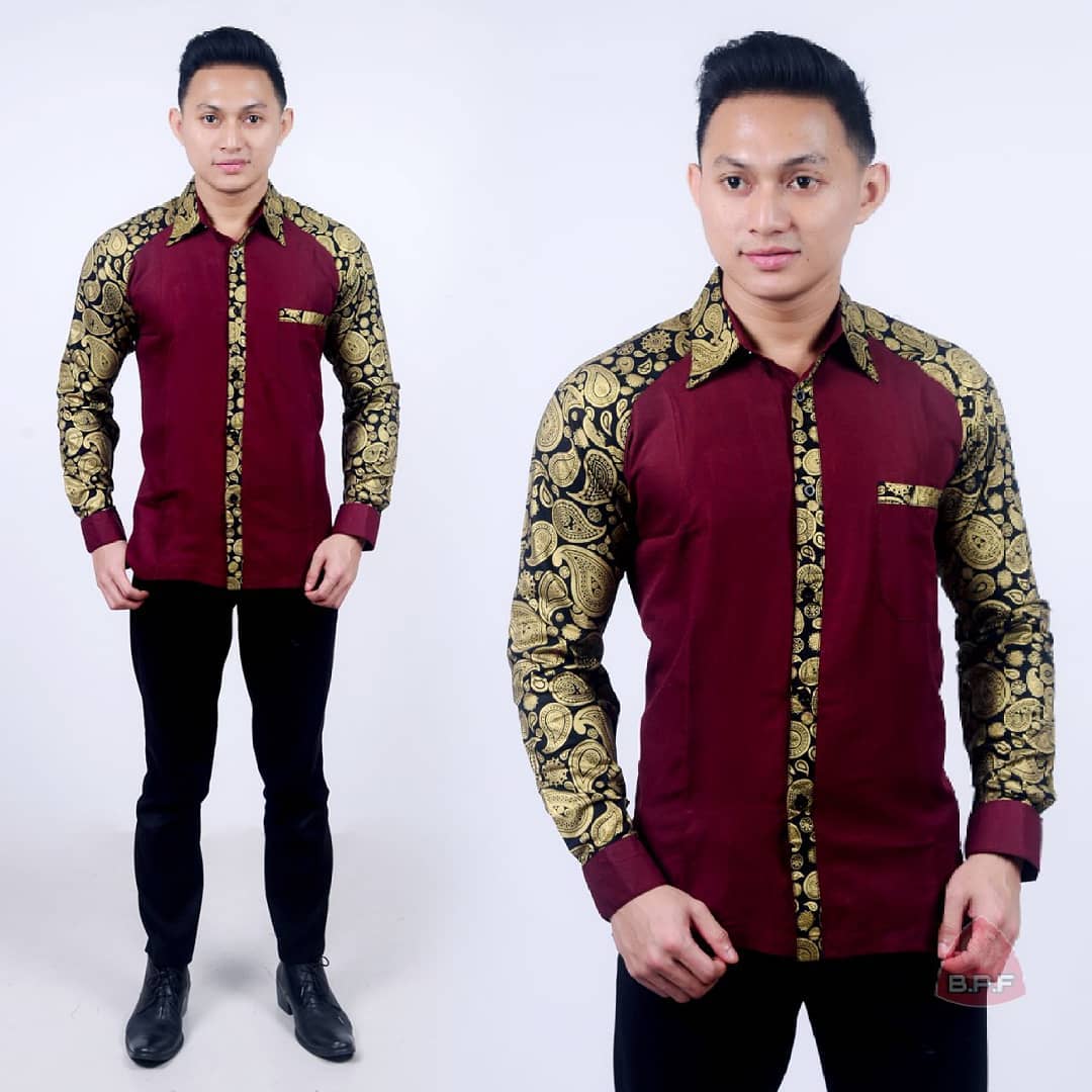 Model Batik Pria Kombinasi Polos Lengan Panjang Dan Pendek Terbaik 2020 ...