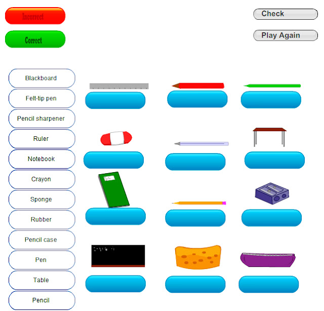 English is FUNtastic: School - drag and drop interactive exercise