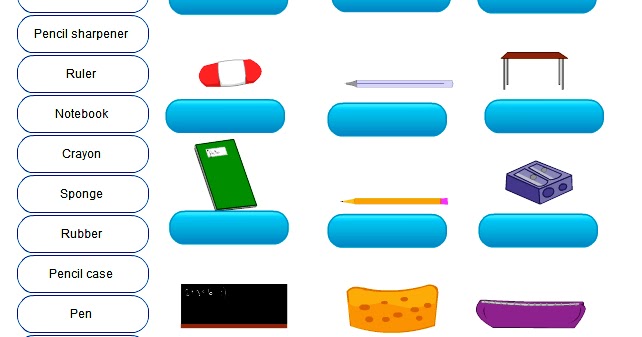 English is FUNtastic: School - drag and drop interactive exercise