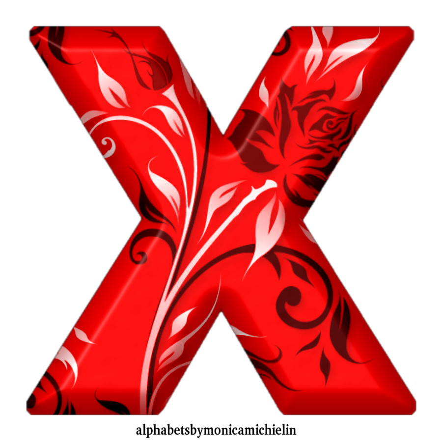 M. Michielin Alphabets: ORNAMENTAL FLOWER ARIAL RED ALPHABET, NUMBERS ...