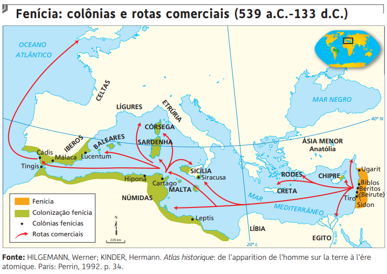 Blog de Geografia: Mapa - Fenícia: colônias e rotas comerciais (539 a.C ...