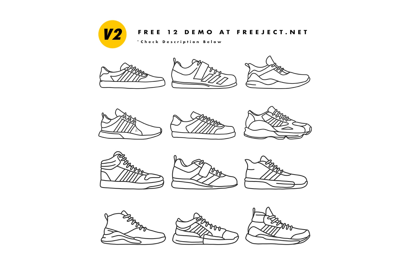 12 Shoes Vector Illustration V2 - Free Download DEMO version - EPS File