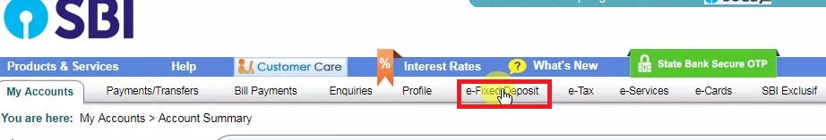 How to open fixed deposit account in sbi online