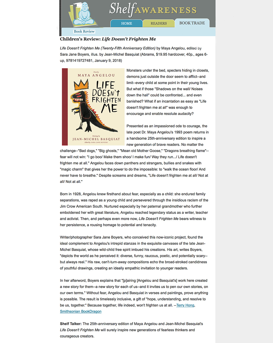 Sara Jane Boyers Aloud: LIFE DOESN'T FRIGHTEN ME (25th Anni Edition)!