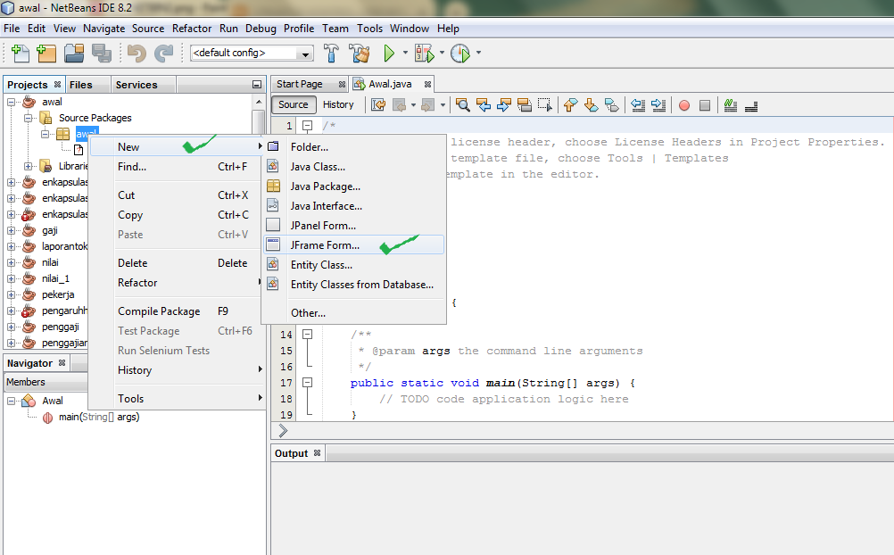 STRUKTUR KONTROL USER INTERFACE NETBEANS