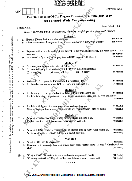 Visvesvaraya Technological University MCA. (CBCS) Fourth Semester 16 ...