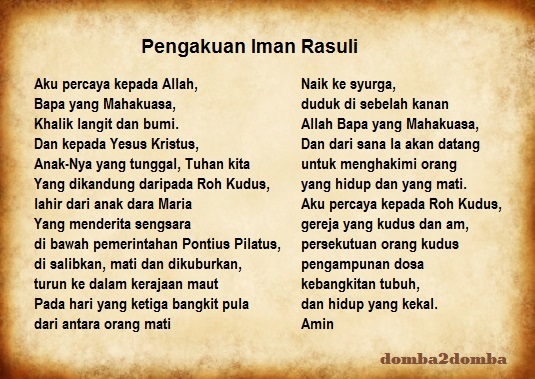 domba2domba: Sejarah Ringkas - Pengakuan Iman Rasuli