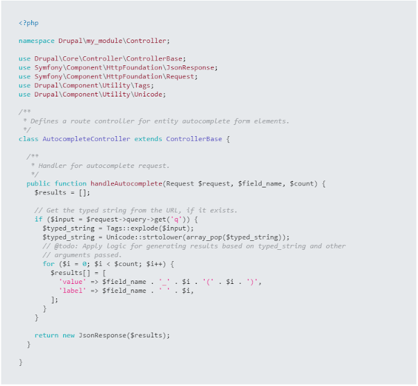 Web Tutorials Php Drupal Implementing Autocomplete In Drupal 8 With Custom Callbacks