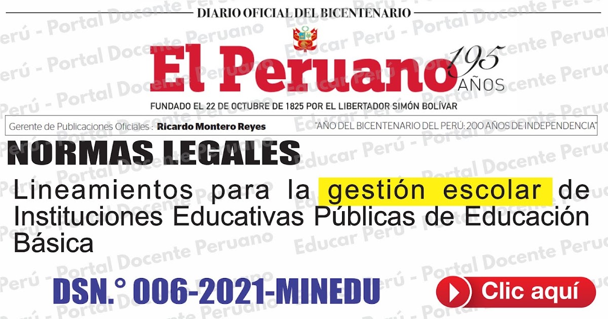 Lineamientos para la Gestión Escolar de IIEE públicas [DS N.° 006-2021-MINEDU] ~ Educar Perú