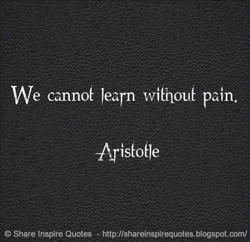 We cannot learn without pain. ~Aristotle | Share Inspire Quotes