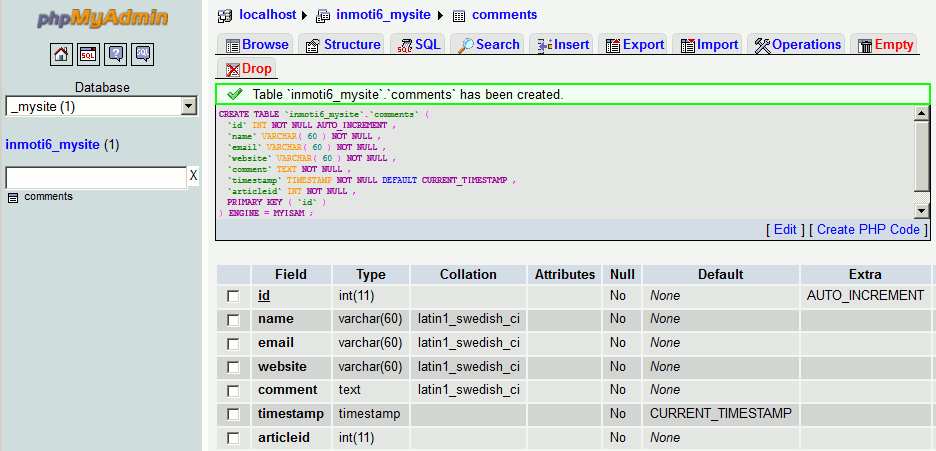 Php 코드로 테이블 만들기 Create A Table In Php Code