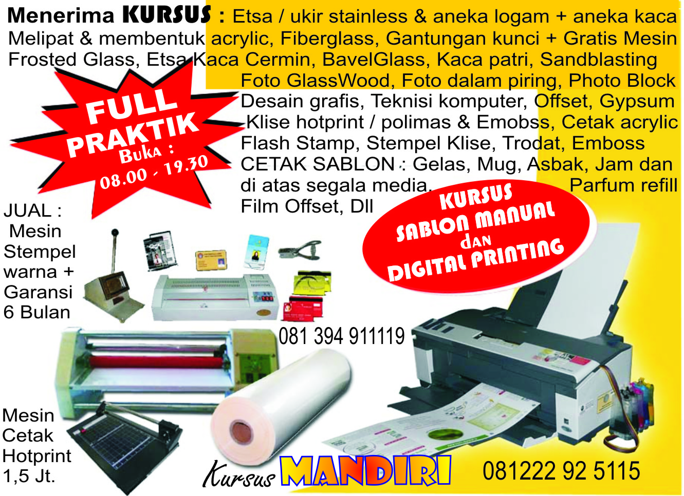 MESIN : Expose zeng plat, Gravier, Stempel, Potong gabus, Fiberglass ...