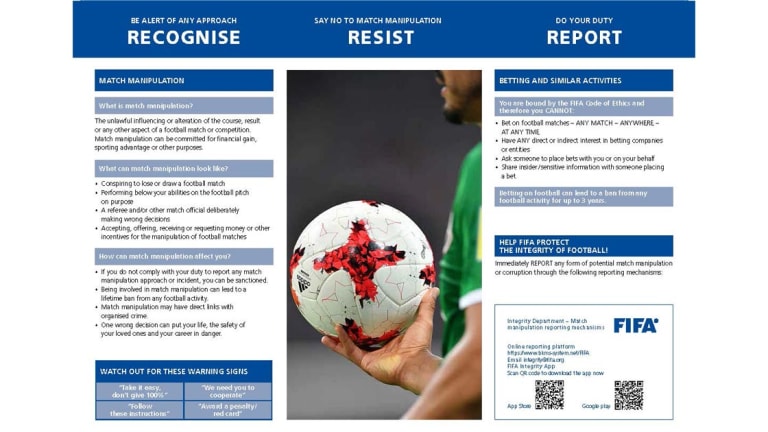Refereeing World: FIFA referees to recognize and report match manipulation