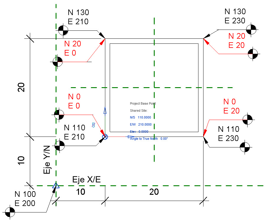Uso de Coordenadas en Revit 1 - Internal Point, Survey Point y Project ...