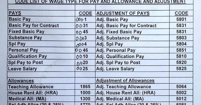 IMTIAZ KHAN: Codes for preparation of Salary