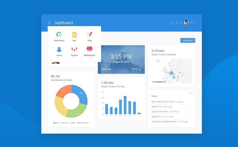 Dekstop Dashboard with Blue Default Color - LinkMagz