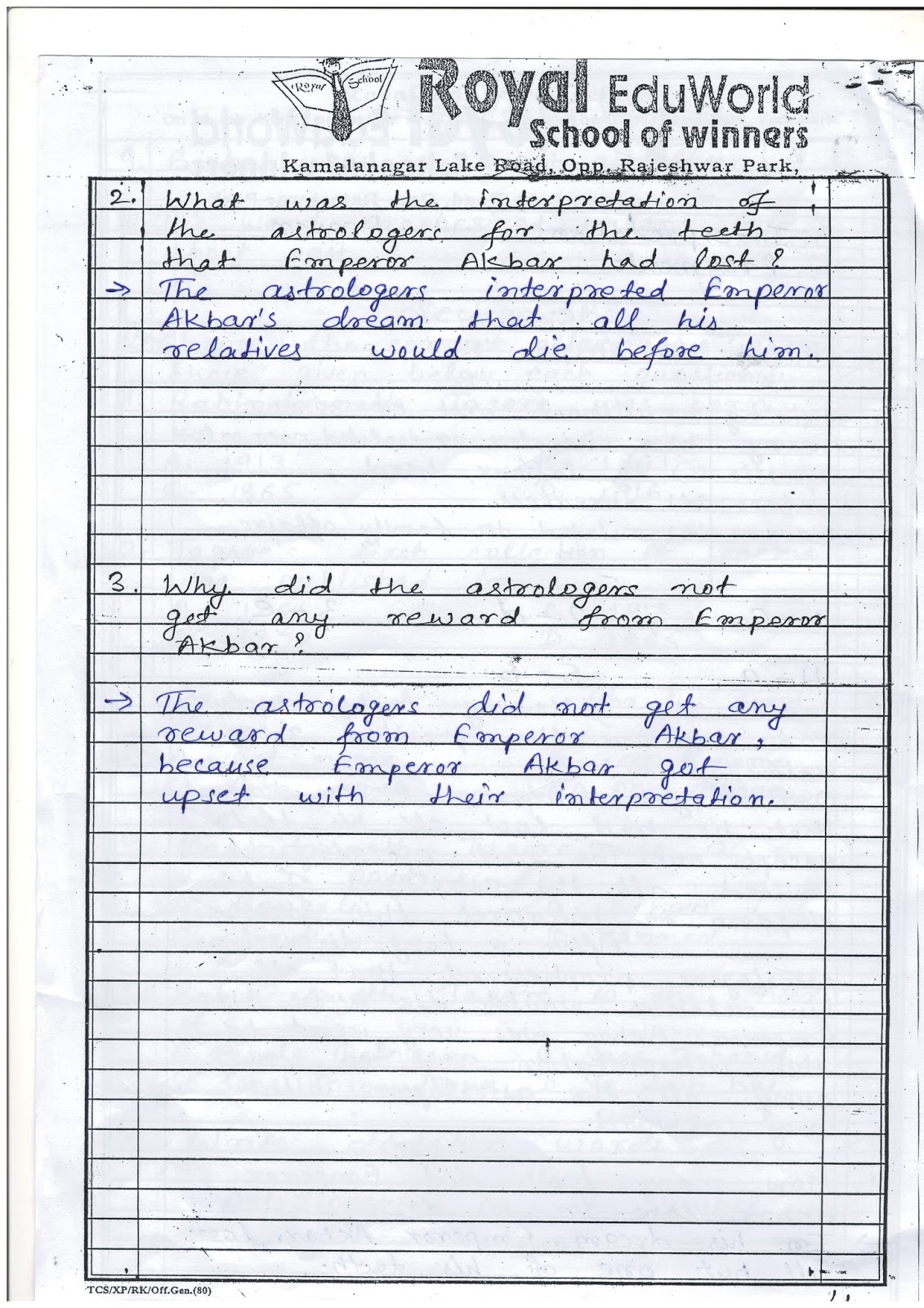 7th Standard Unit Test Paper - English - 27/06/2019
