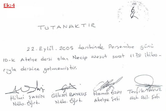 Genel işçi Tutanak Örneği