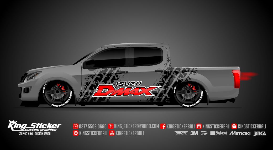 STICKER MOBIL ISUZU D MAX TIRE GRUNGE RACING | King Sticker bali