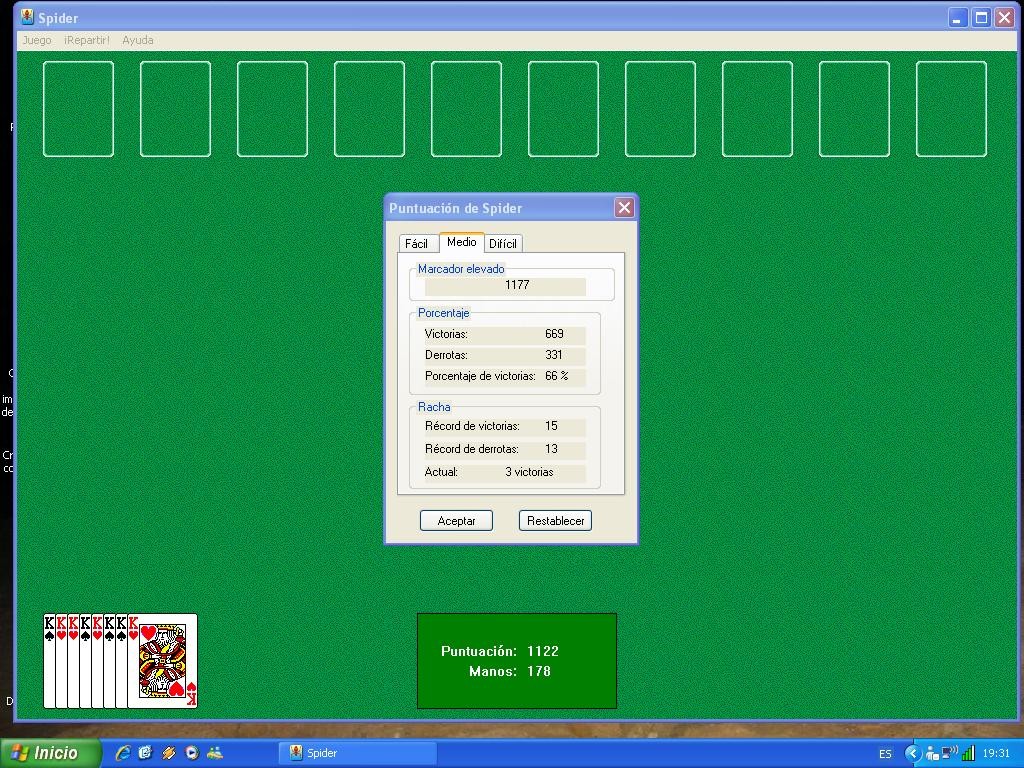 Un Diario para Caminantes: SOLITARIO SPIDER, 66% DE VICTORIAS