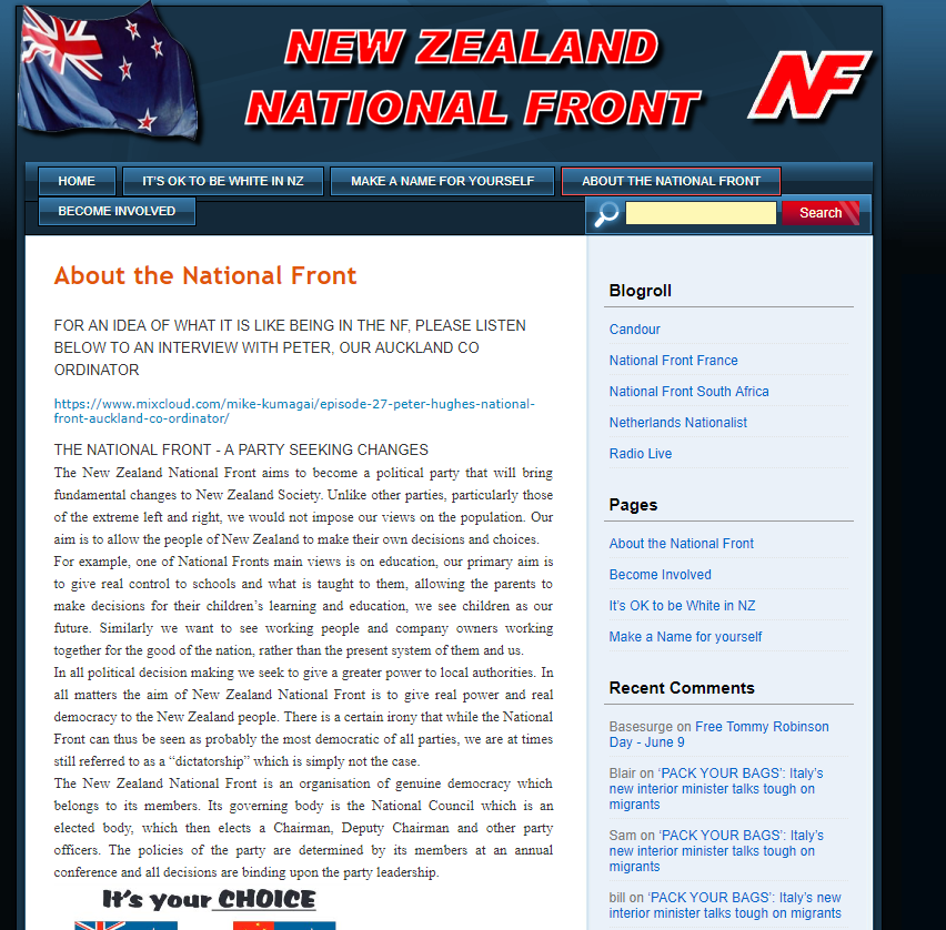 What is New Zealand National Front? ~ The Manaia Blog-writer