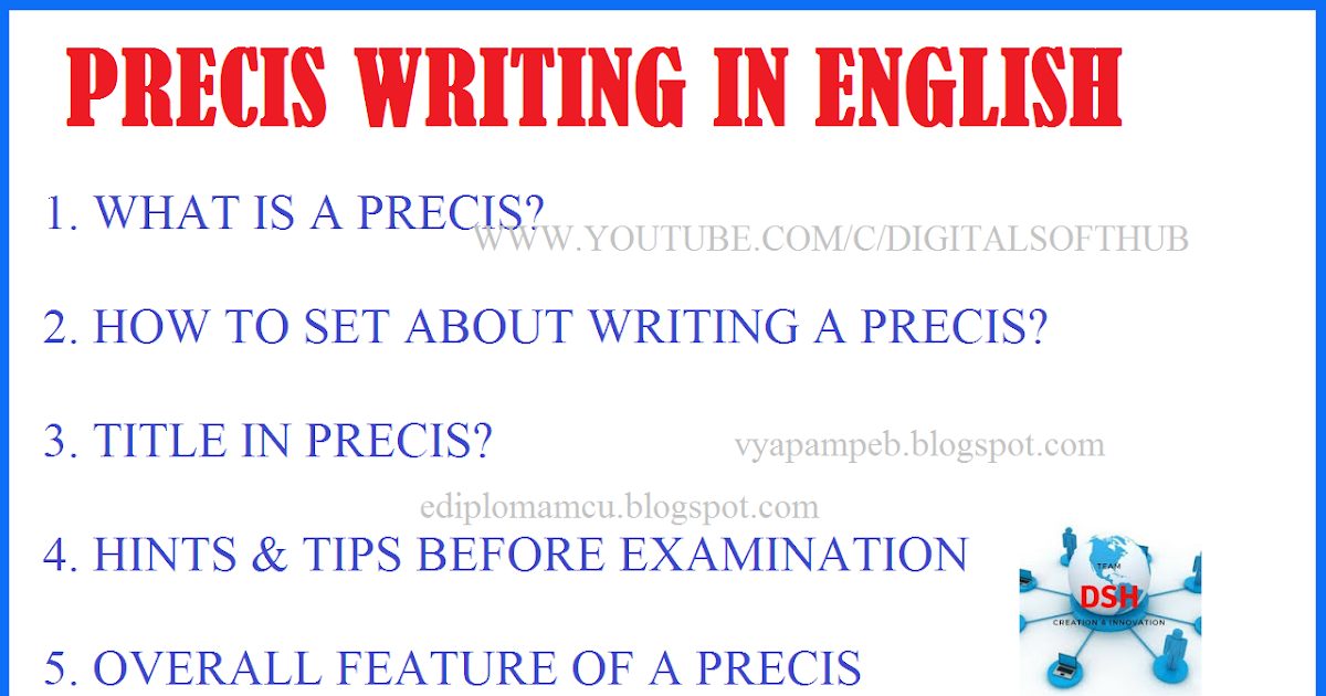 eDiplomaMCU: The Art Of PRECIS WRITING : How to Write a Precis ...