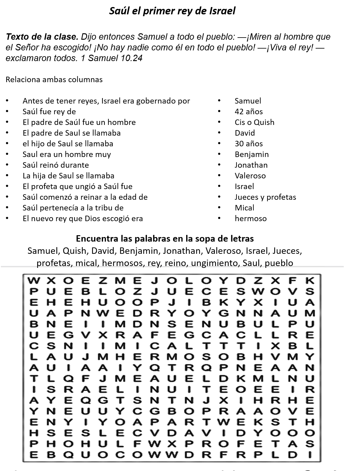 Estudio bíblico para niños Saúl el primer rey de Israel Mar de Vida ...