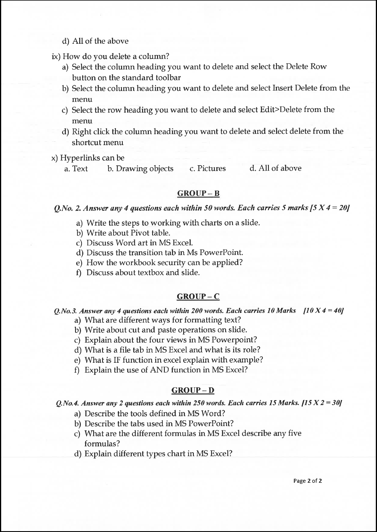 OSPU DCA office automation word excel powerpoint June 2018 Question ...