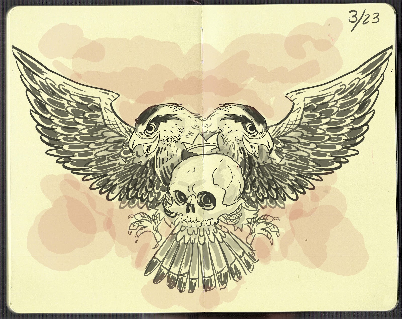 The Royal Daily Sketch: Fake Sketch 3/23 Two Headed Hawk Tattoo Sketch