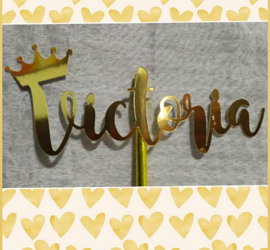 Topper Metalizado Victoria - Mis Toppers Tus Toppers